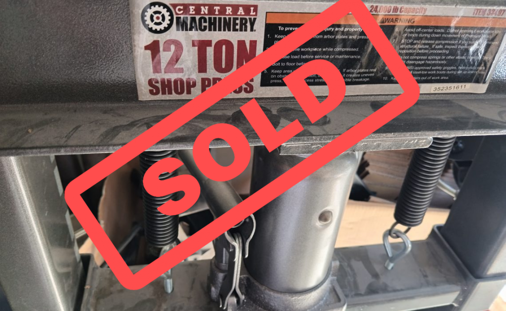 For Sale July 18th 2023 – 12-Ton Hydraulic Shop Press Floor Press – “AS ...
